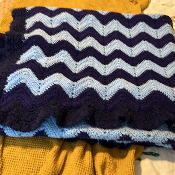 Bedding | 45 Inches By 9 Inches Blue On Blue Afghan Crochet Blanket ...